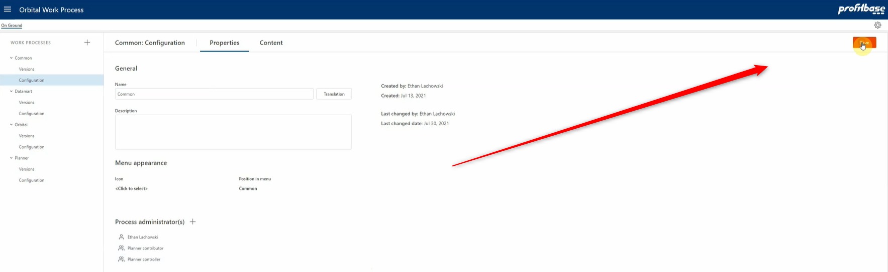 How To Define Admin in Work Process | Profitbase Docs